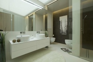 The kids’ bathroom has also toilets, but this time they are parallel ...