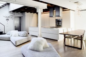 Minimalism and 20th century pieces are highly present on the loft. The ...