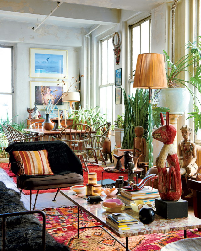 Boho style in the interior of the living room