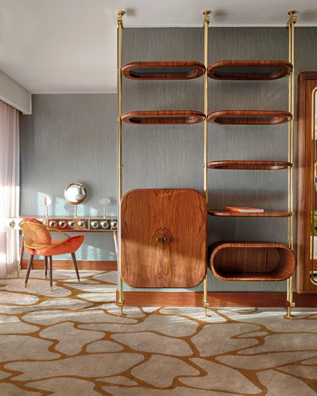 Take a look at this hotel reception in black and white marble, and with ...